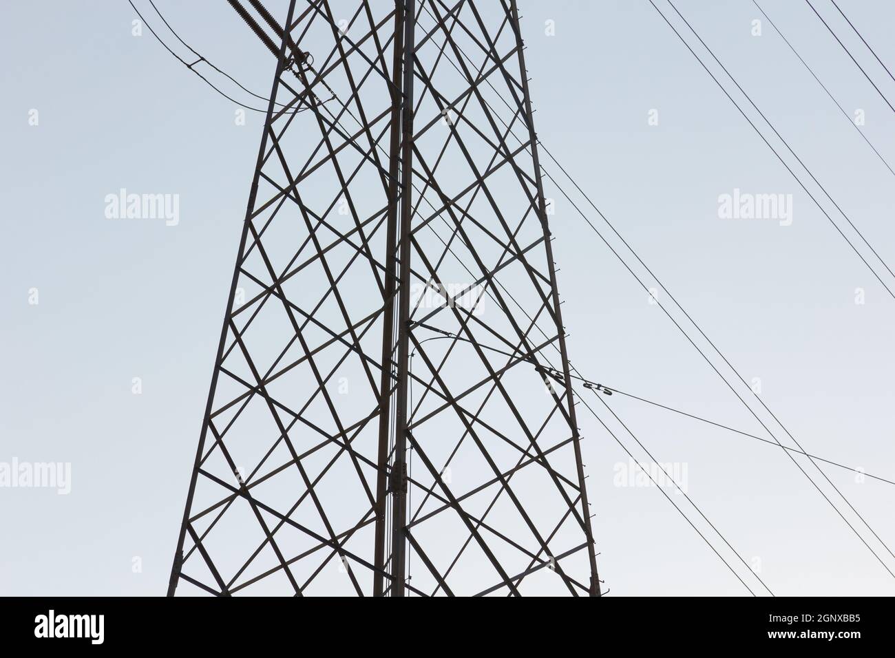 Electric towers in nature, transporting electric power through the ...