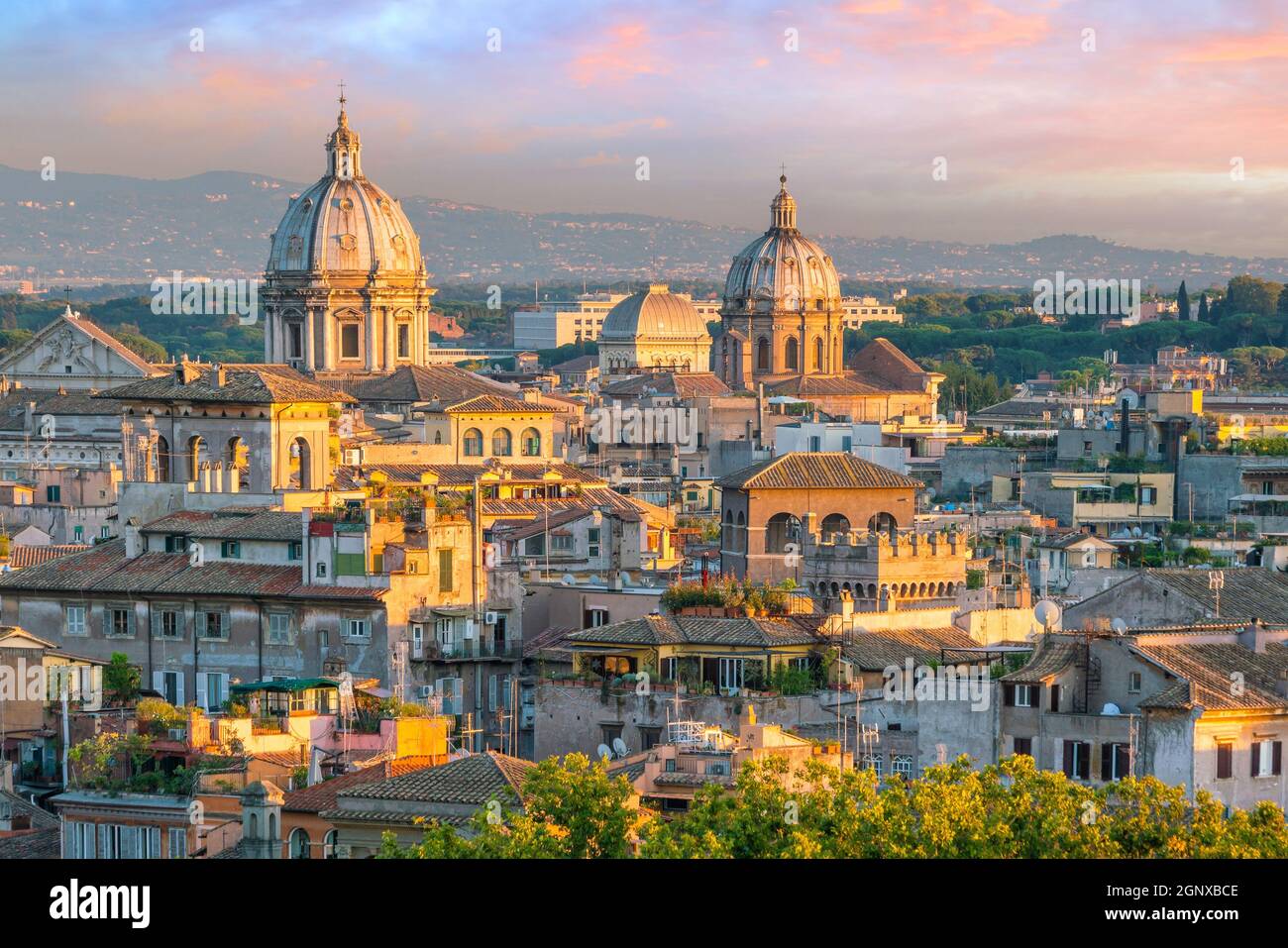 Top view of Rome city skyline from Castel Sant'Angelo, Italy Stock ...