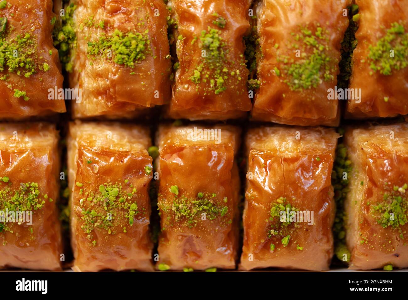 Top view food pattern texture of Turkish baklava Stock Photo - Alamy