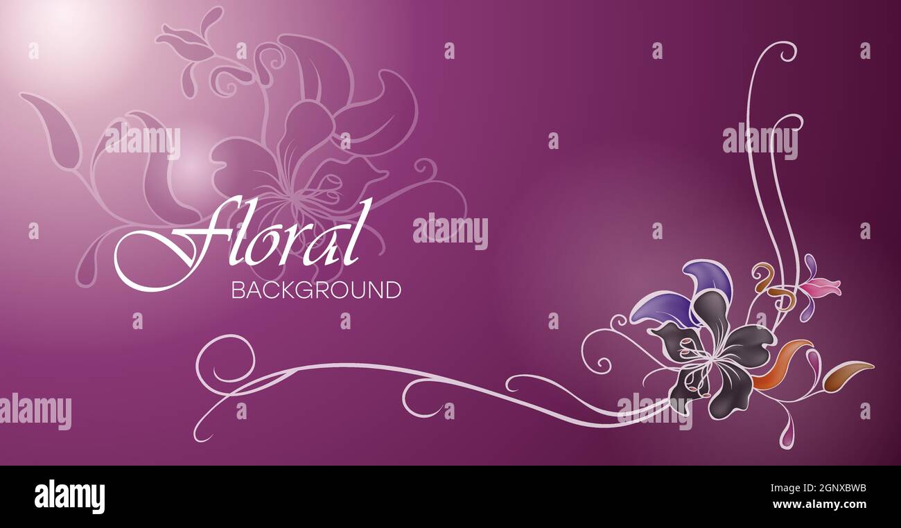 Floral gradient background with patterns and dynamic lines. Romantic ...