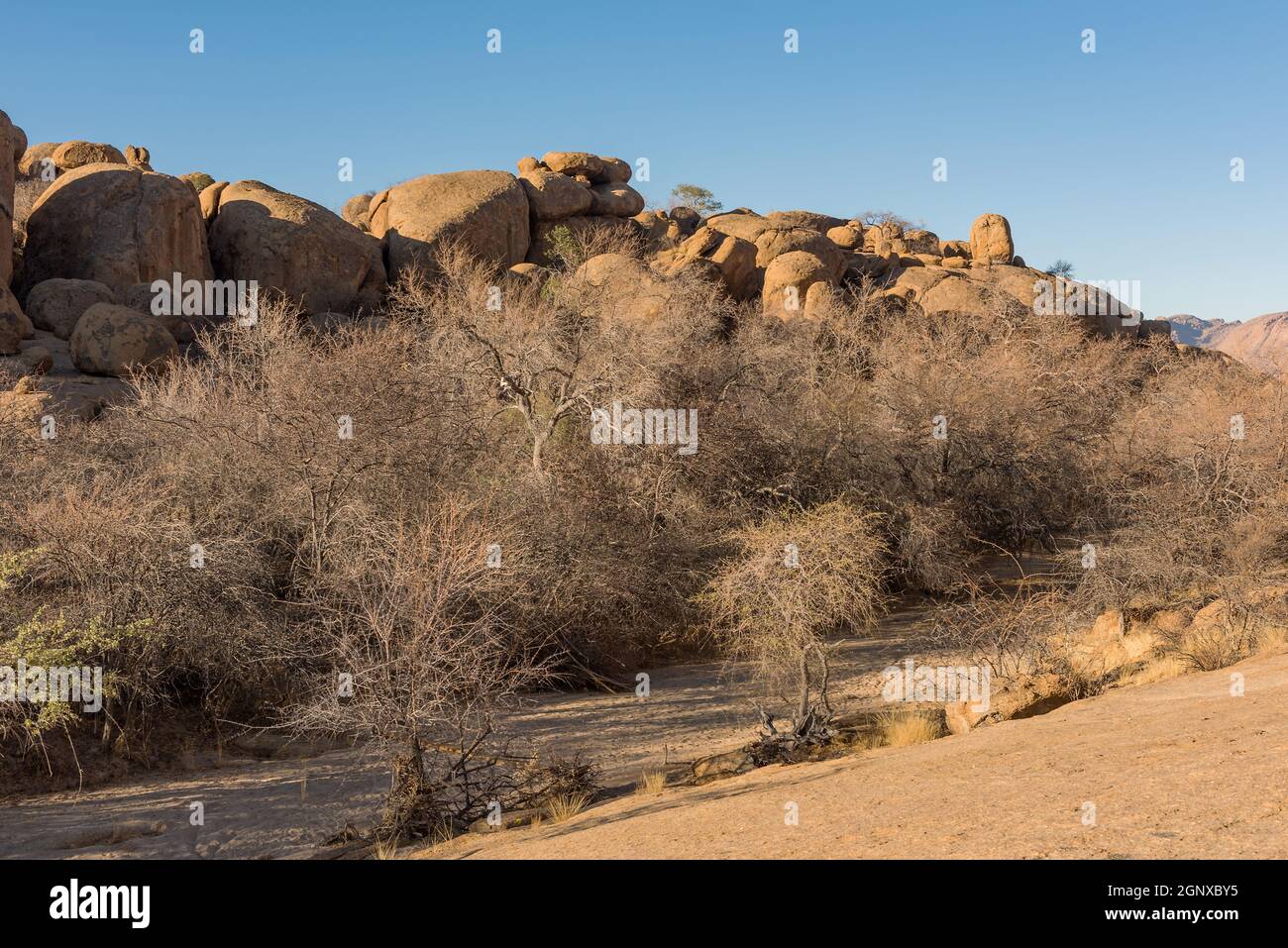 massive granite rock formation in the Erongo Mountains, Namibia Stock ...
