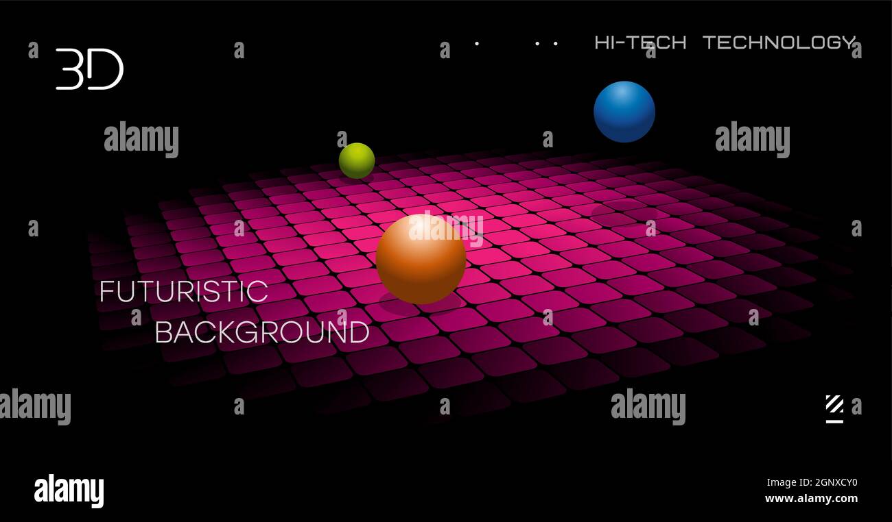 Abstract background with 3D objects effect. 3D balls in space Stock ...