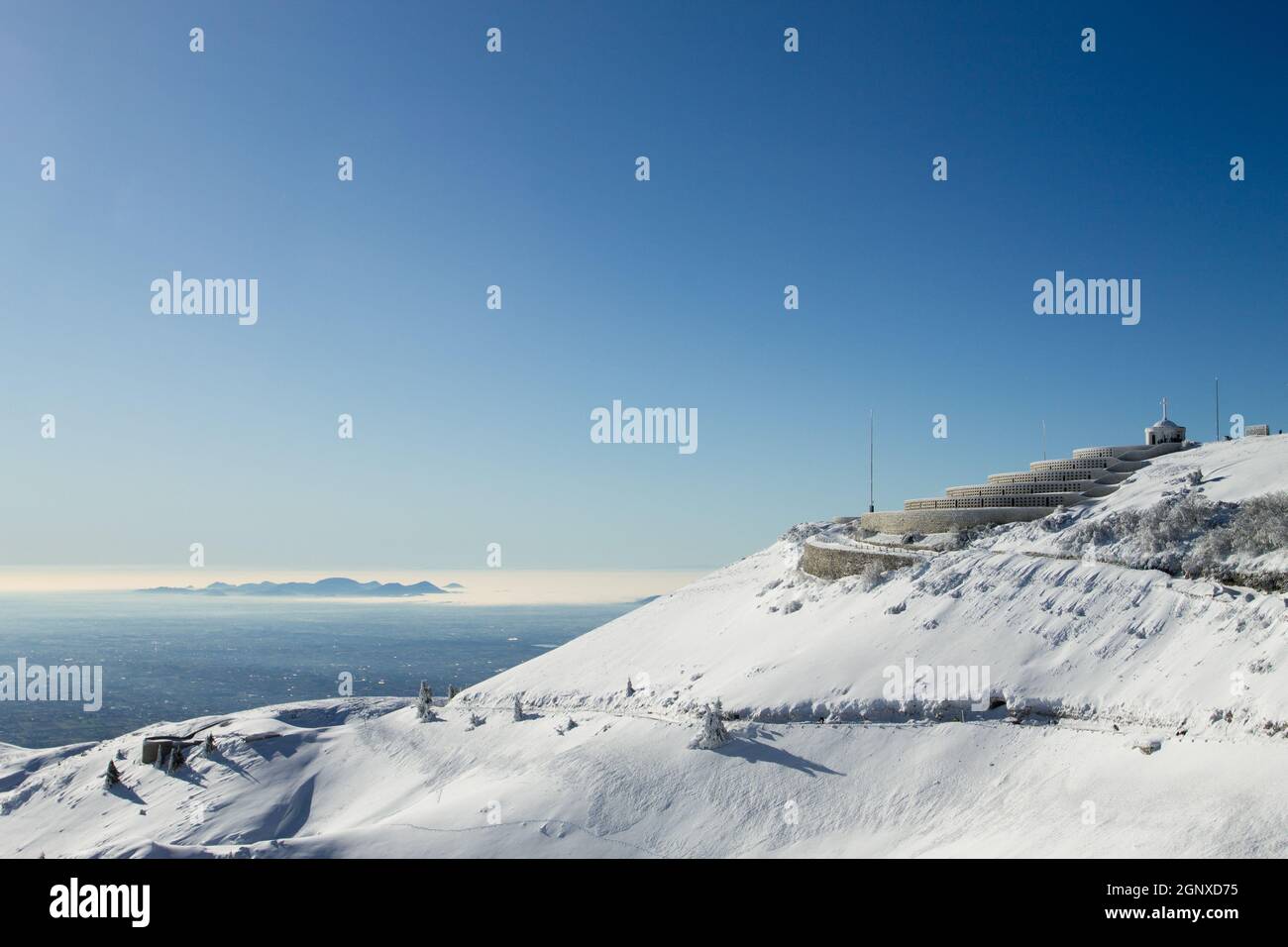 Mountain winter landscape. Mount Grappa with snow. Italian Alps Stock ...