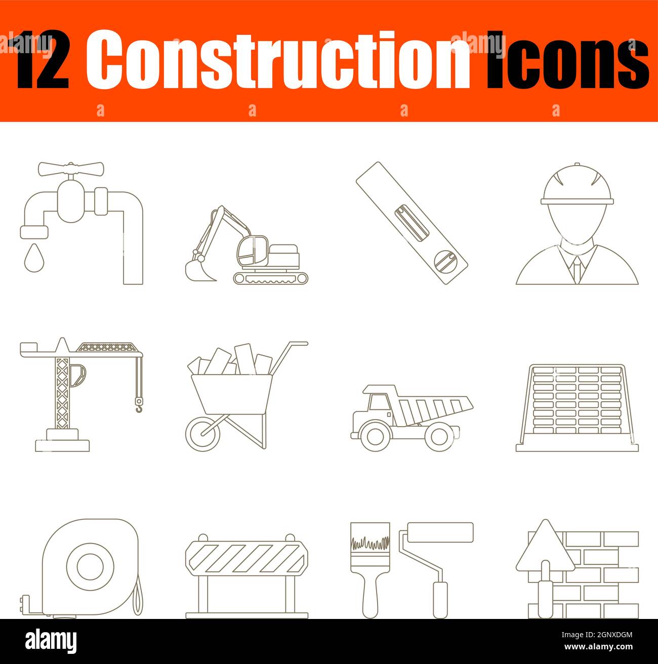 Construction excavator line icon hi-res stock photography and images ...