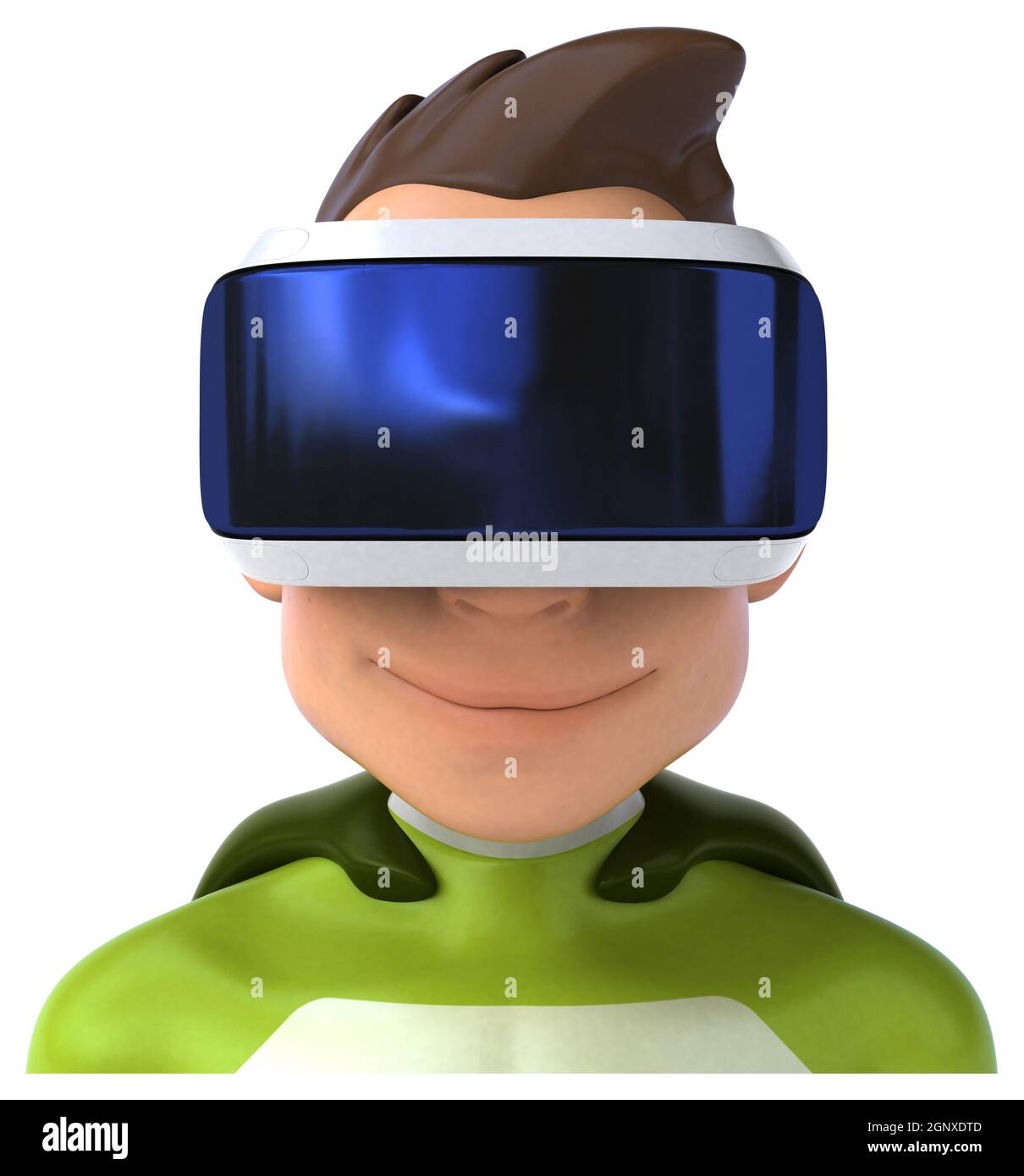 Fun 3D Illustration of a superhero with a VR Helmet Stock Photo - Alamy