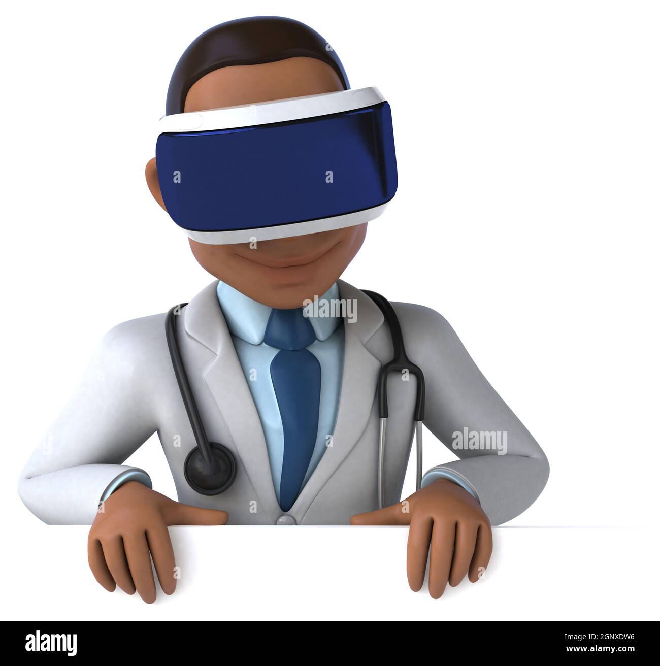 Fun 3D Illustration of a doctor with a VR Helmet Stock Photo - Alamy