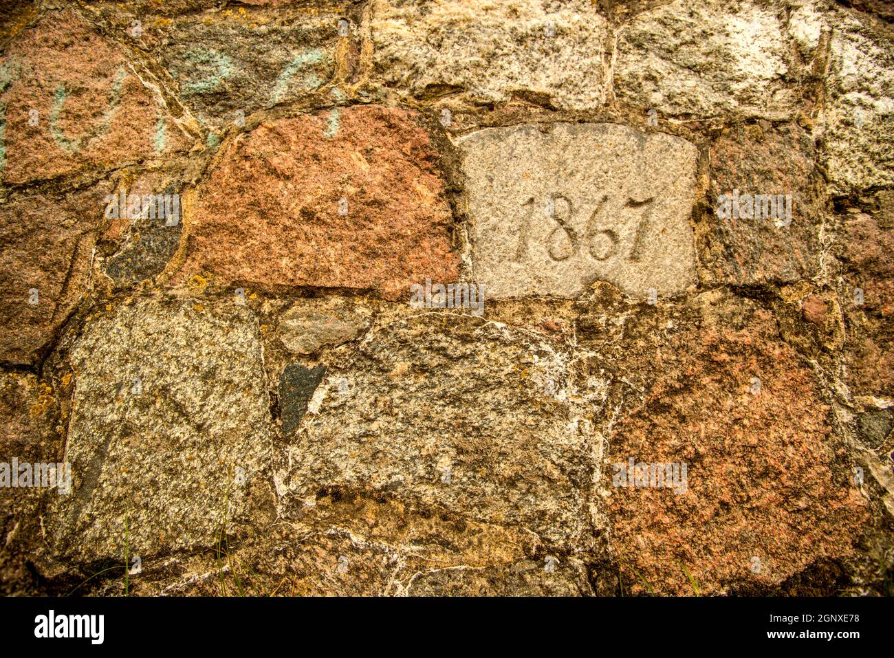 construction year of 1867 on a mole Stock Photo - Alamy