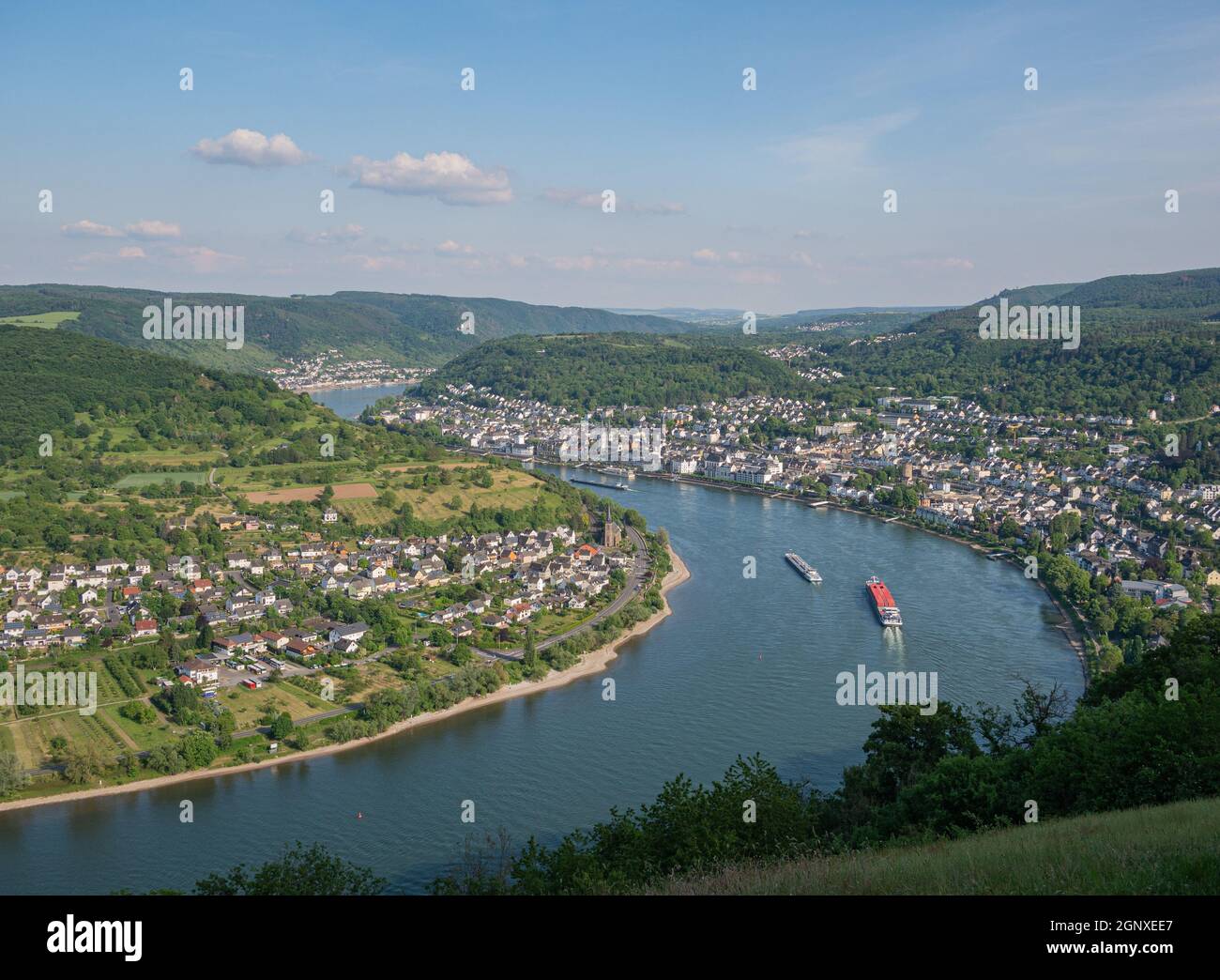 Several barges on the Rhine near Boppard Stock Photo - Alamy