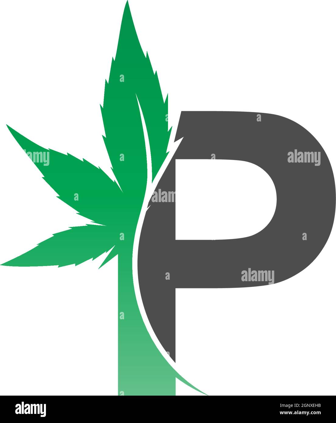 Letter P logo icon with cannabis leaf design vector Stock Vector Image ...