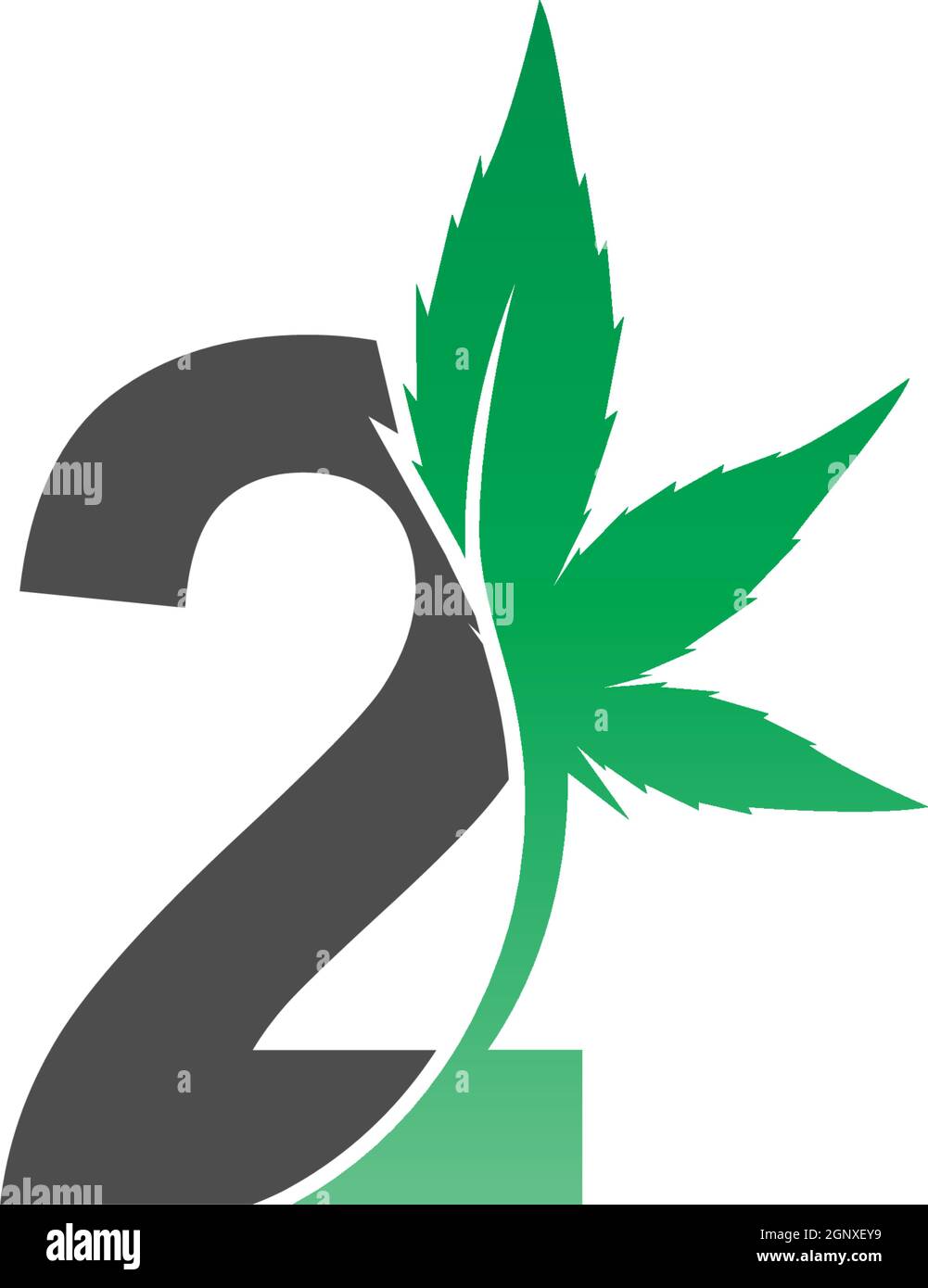 Number 2 logo icon with cannabis leaf design vector Stock Vector Image ...