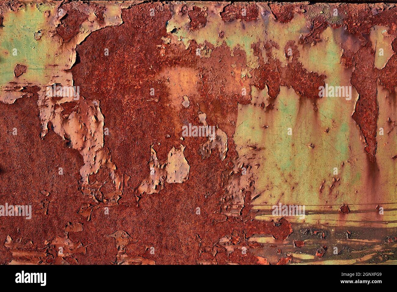 Texture of a rusty stained metal gate with paindwork peeling off Stock ...