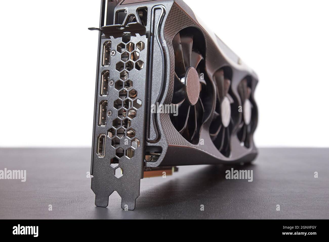 New high end graphics card computer hardware upgrade on a desk Stock ...