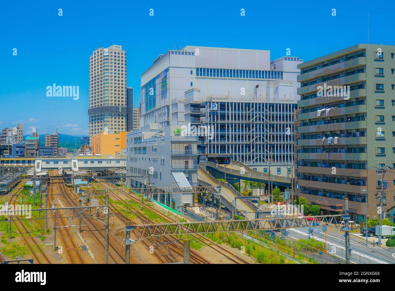 Residential area and blue sky of the Tama area. Shooting Location ...