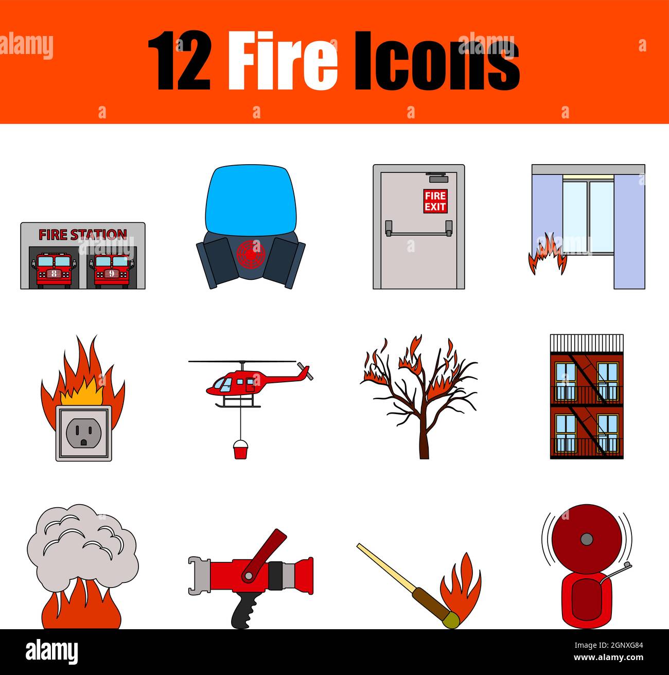 Fire Icon Set Stock Vector Image & Art - Alamy