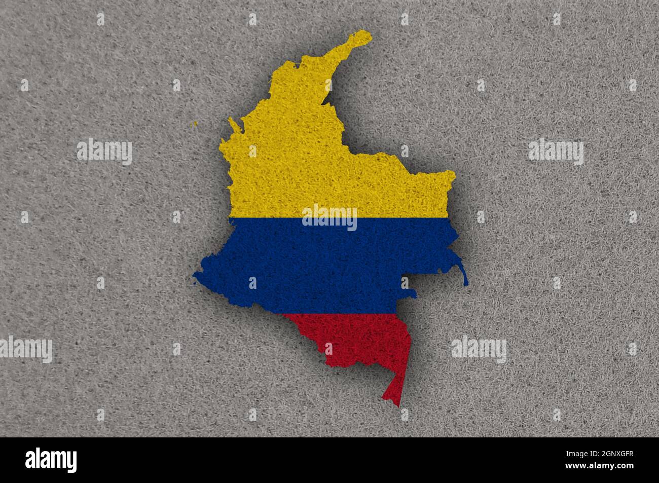 Map and flag of Colombia on felt Stock Photo - Alamy