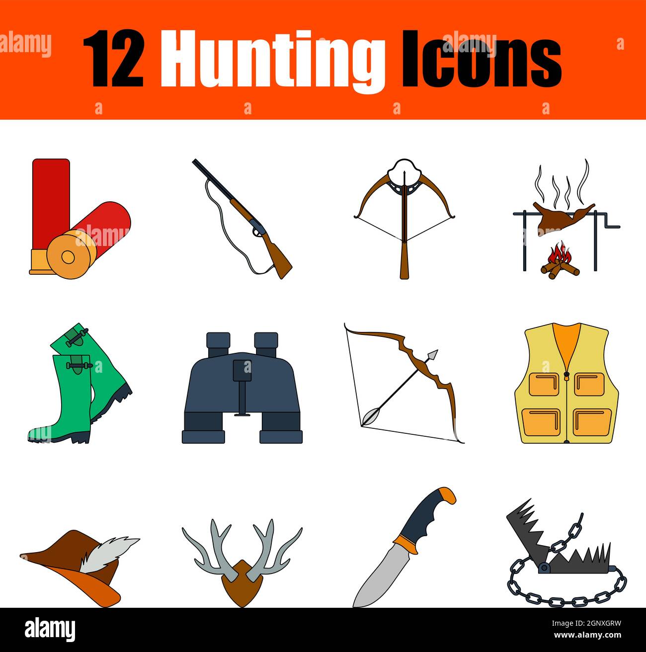 Hunting Icon Set Stock Vector Image & Art - Alamy
