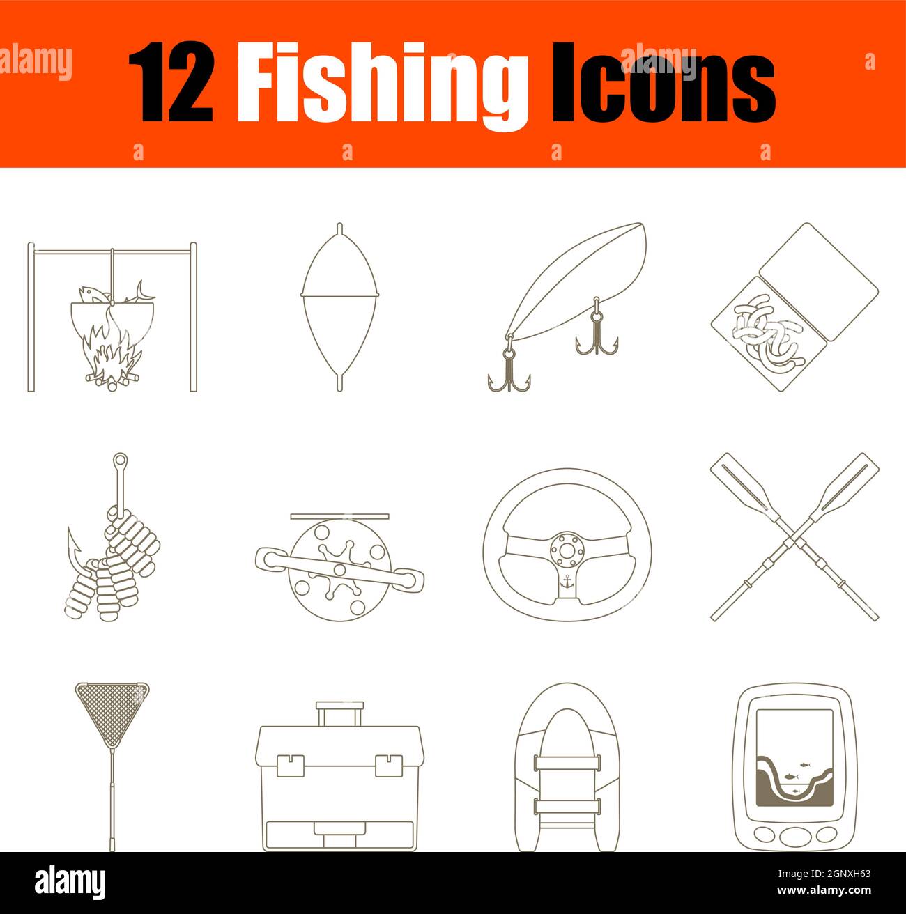 Fishing Icon Set Stock Vector Image & Art - Alamy