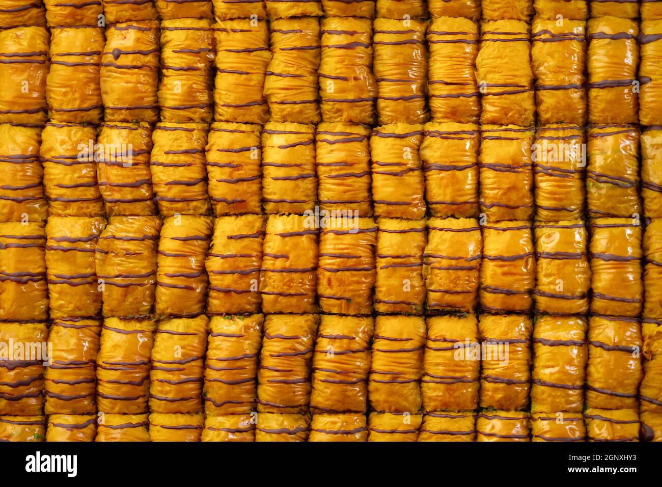 Top view food pattern texture of Turkish baklava Stock Photo - Alamy