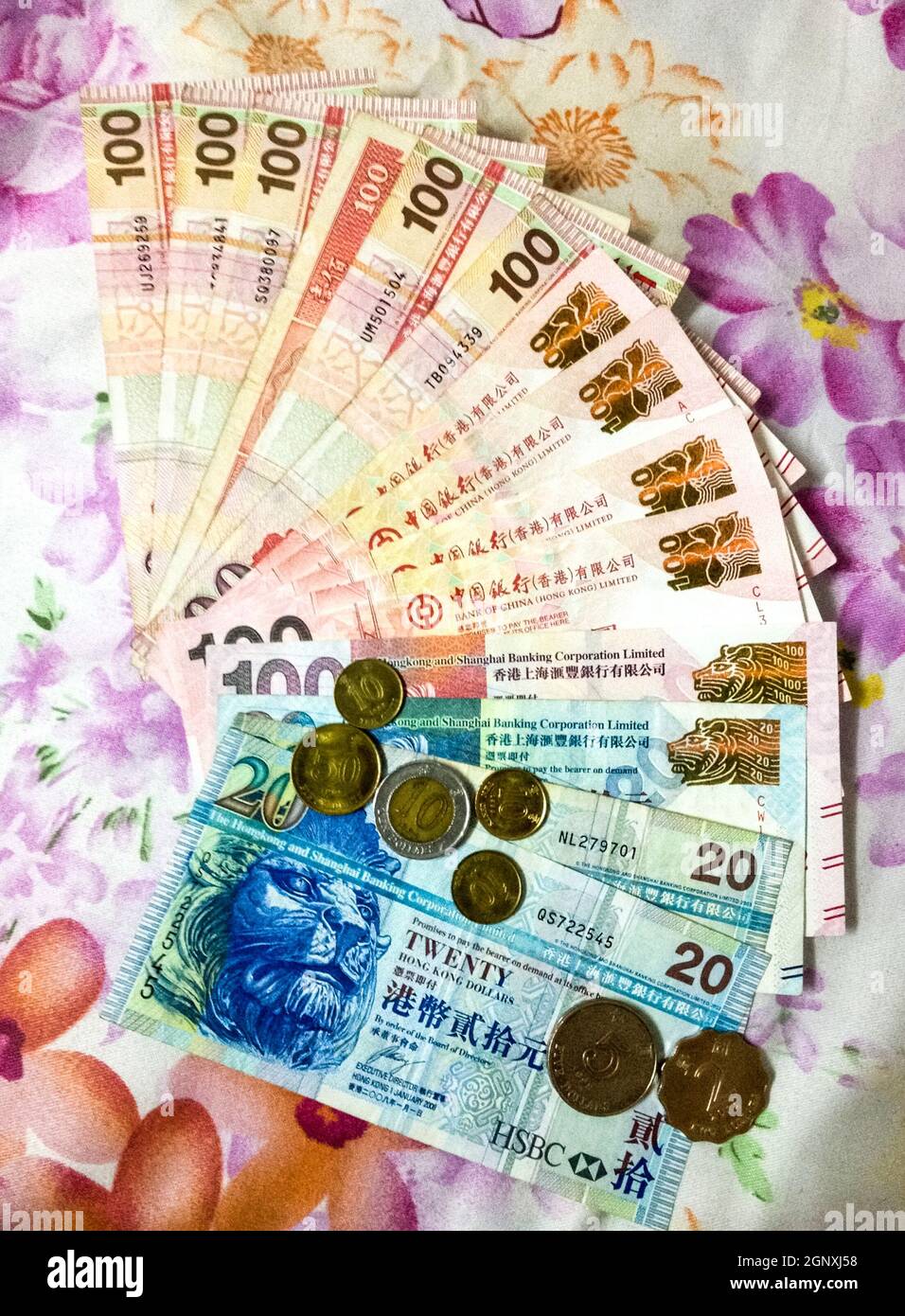 Hong Kong dollars, Chinese money are fan Stock Photo - Alamy
