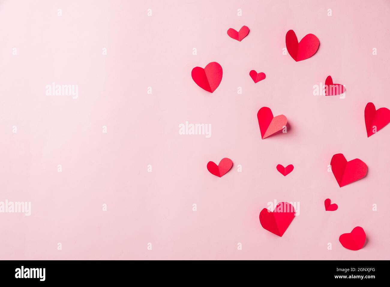 Valentines' day background. Pattern beautiful red paper hearts cut ...