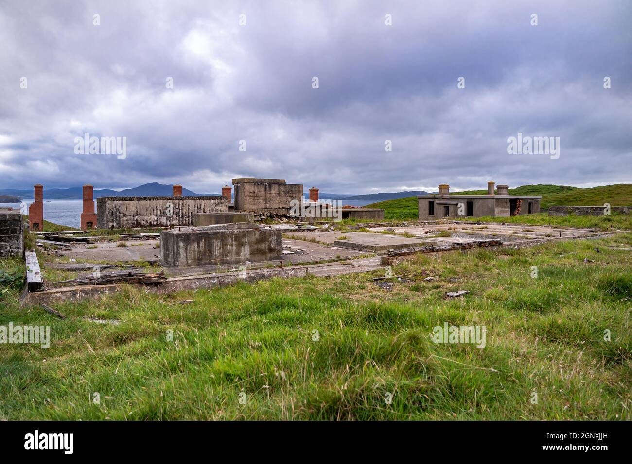 The ruins of Lenan Head fort at the north coast of County Donegal ...