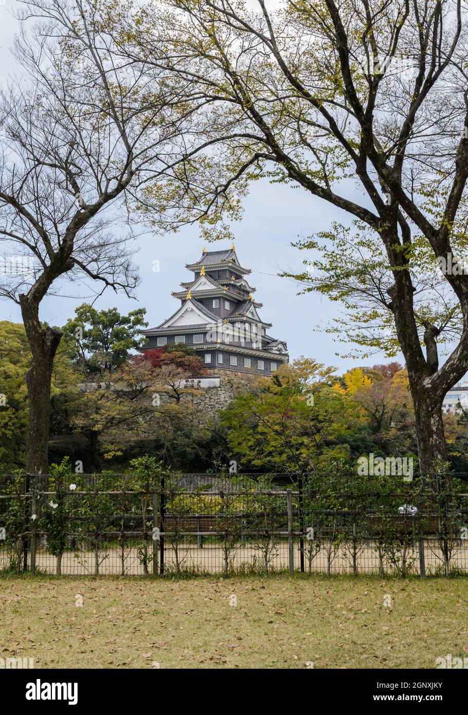 Stunning view of Okayama Castle in autumn season, Okayama, Japan Stock ...