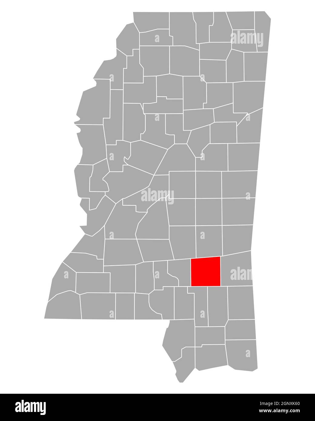 Map of Jones in Mississippi Stock Photo - Alamy