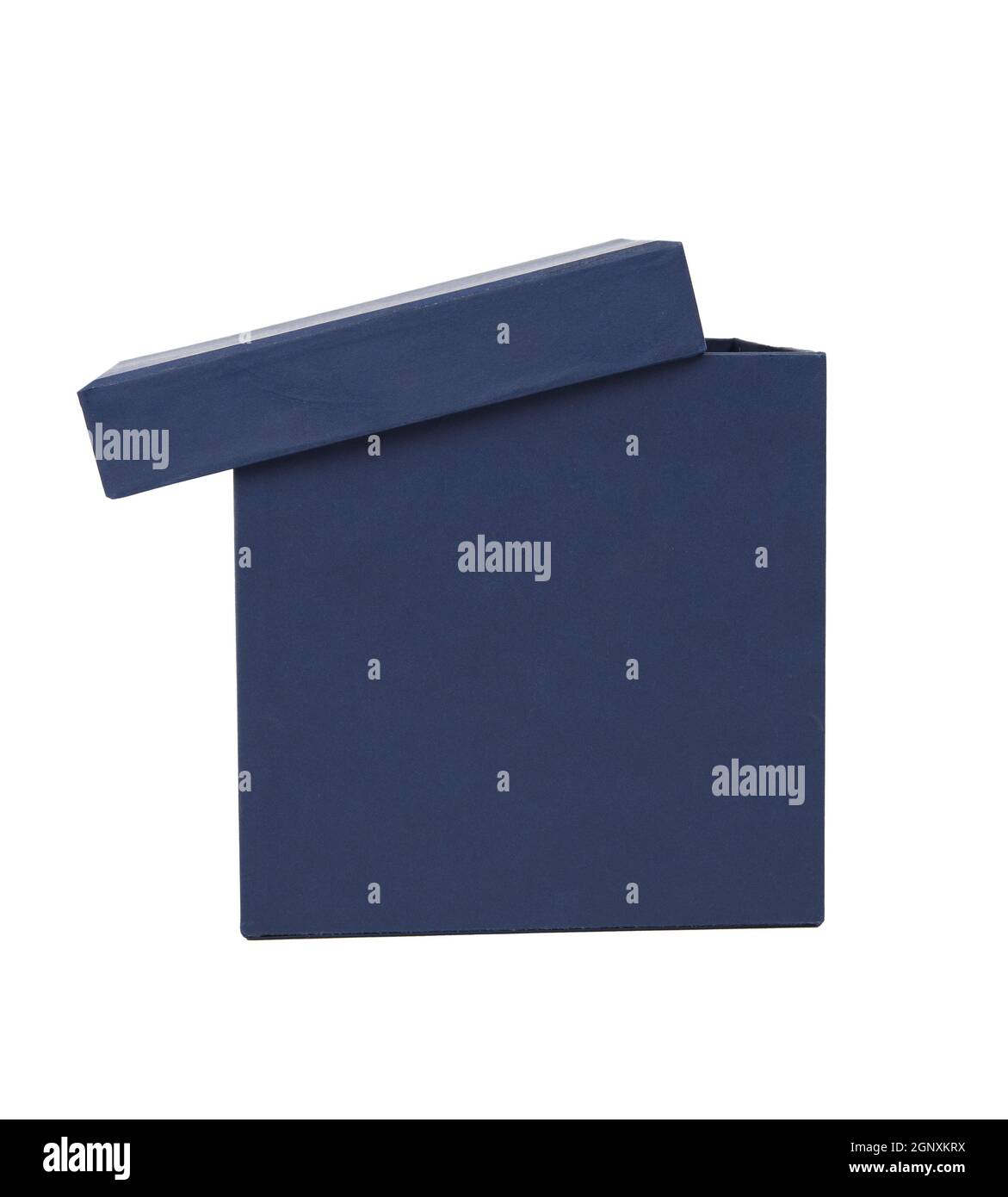 open blue cardboard box with lid for gifts isolated on white background ...