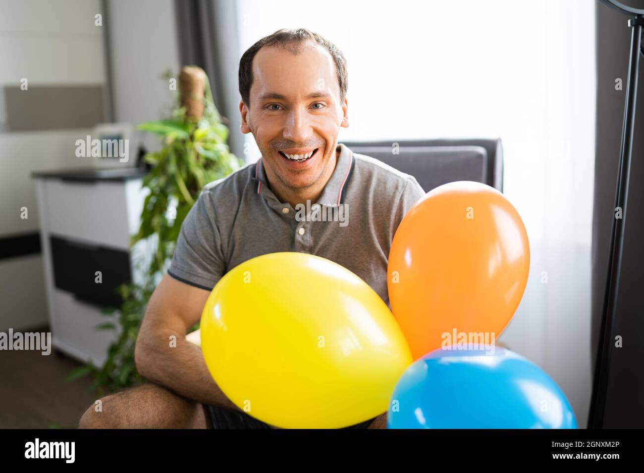 Virtual Birthday Party Event Video Conference At Home Stock Photo - Alamy