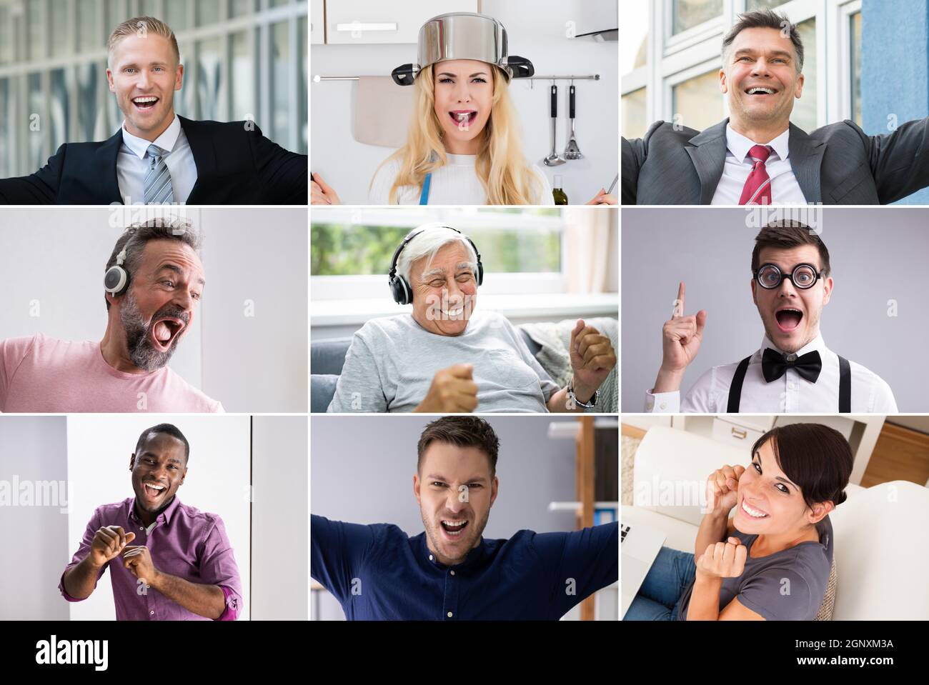 Various Diverse Funny People Portrait Collage Set Stock Photo - Alamy