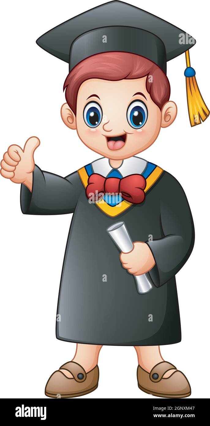 Cartoon graduation boy giving thumbs up Stock Vector Image & Art - Alamy
