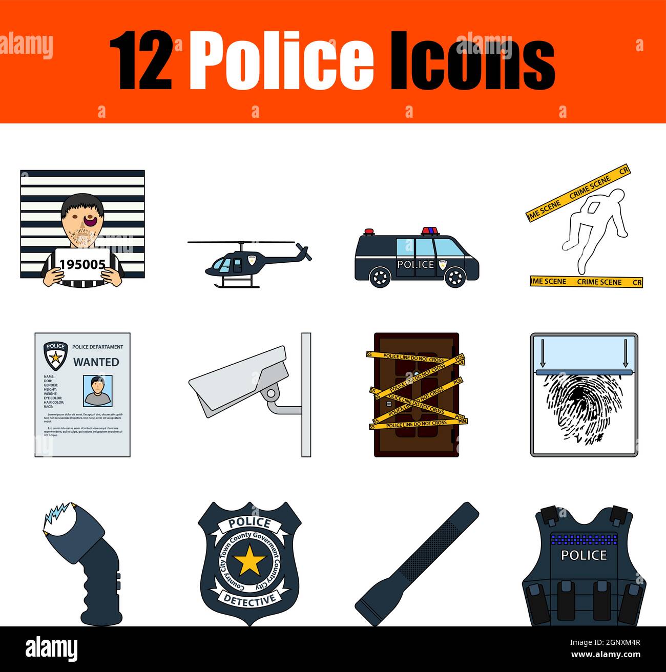 Police Icon Set Stock Vector Image & Art - Alamy