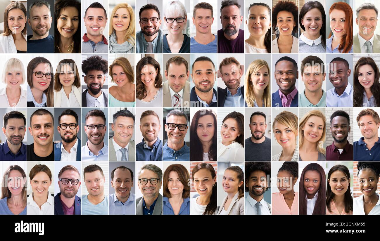 Multicultural Faces Photo Collage. Portrait And Avatar Headshots Stock ...