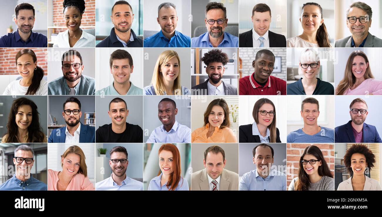 Multicultural Faces Photo Collage. Portrait And Avatar Headshots Stock ...