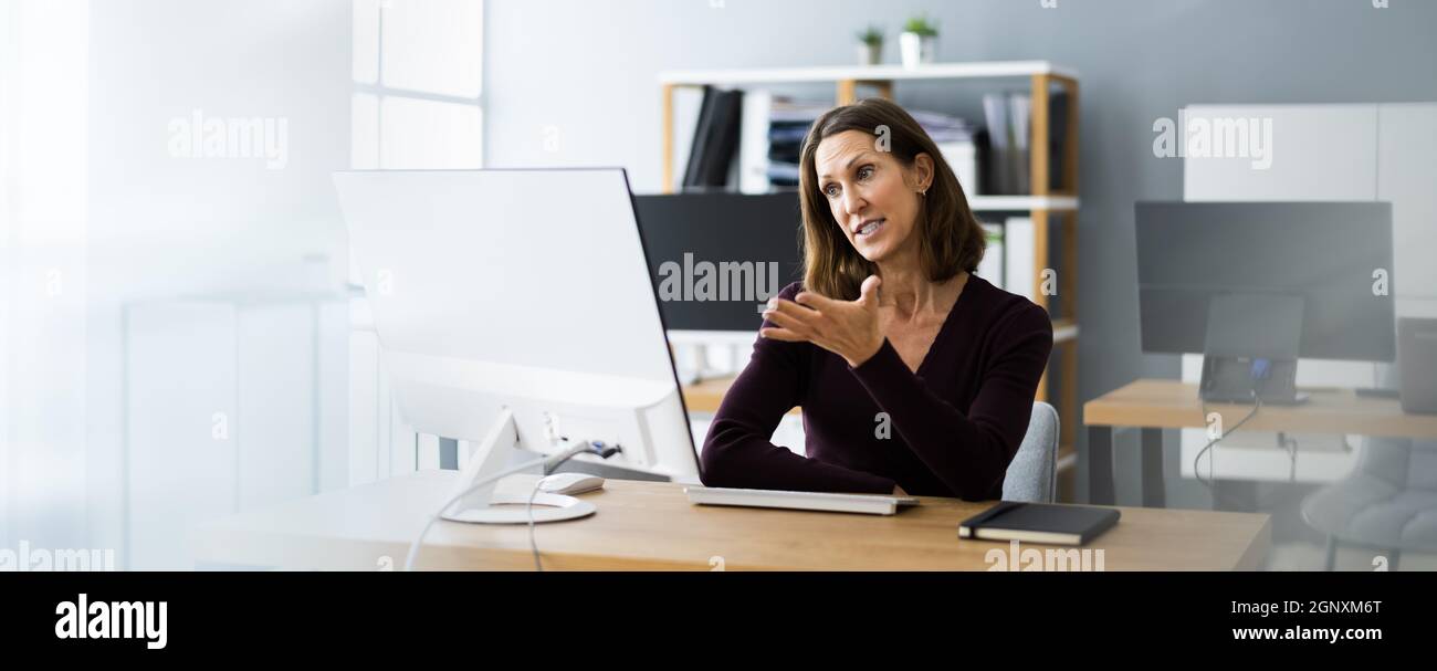 Virtual Remote Video Call With Staff On Computer Stock Photo - Alamy