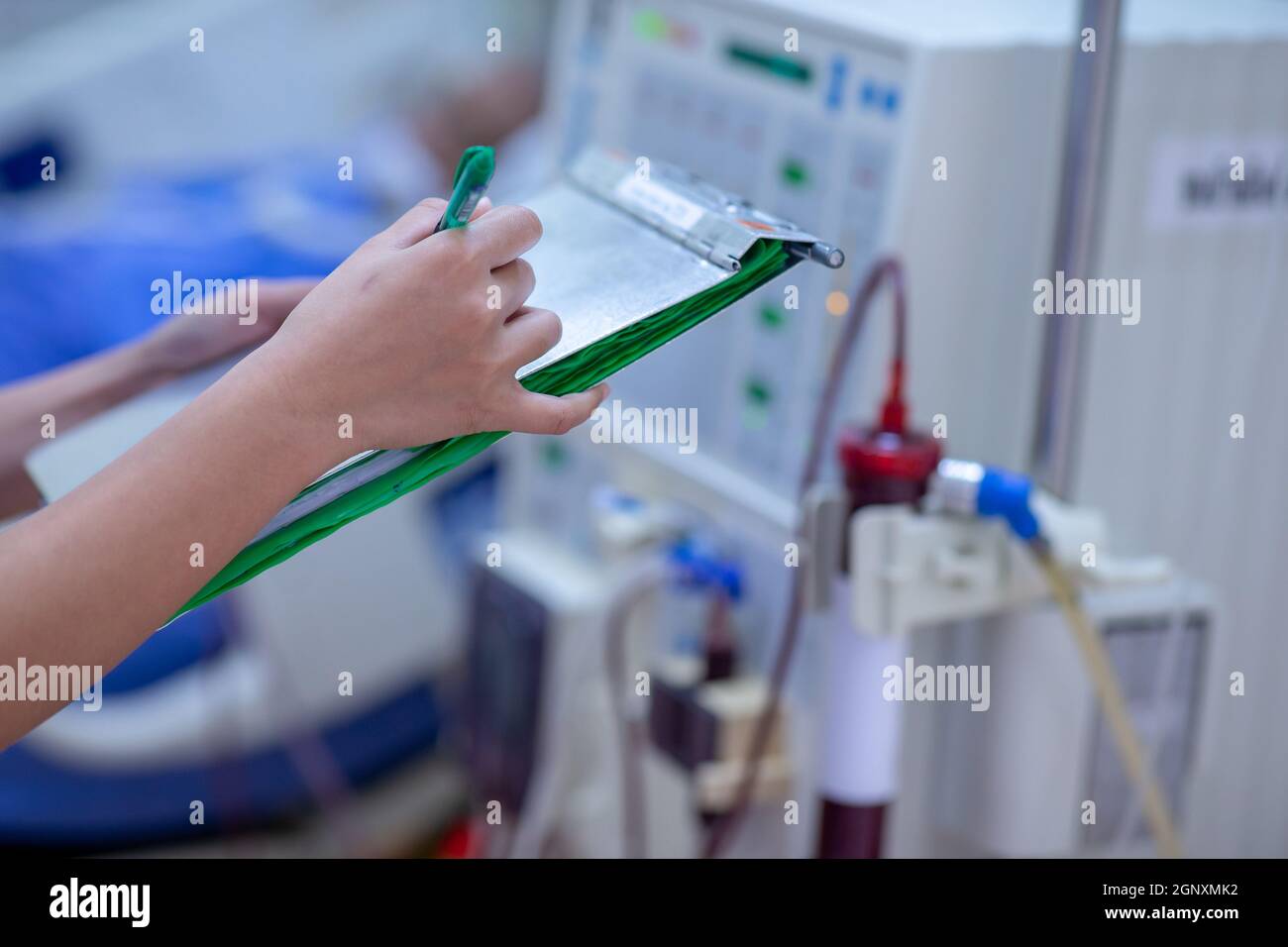 The specialist are checking continuous renal replacement therapy ...