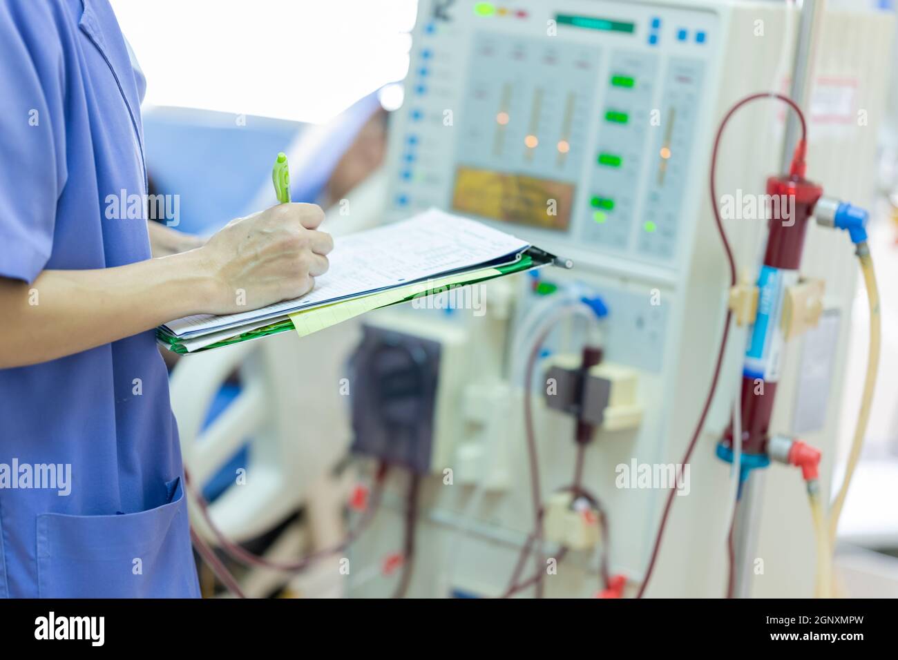 The specialist are checking continuous renal replacement therapy ...