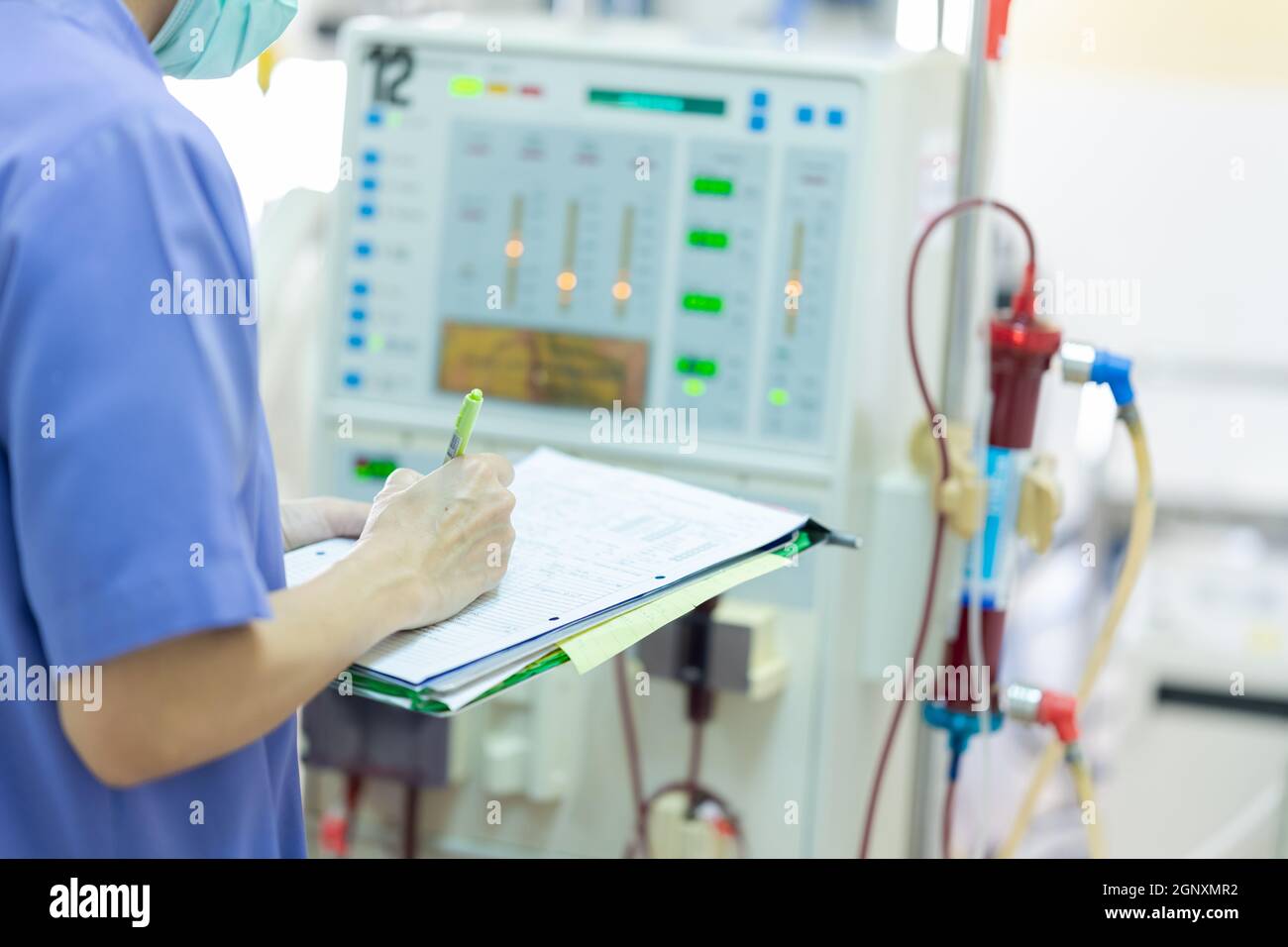 The specialist are checking continuous renal replacement therapy ...