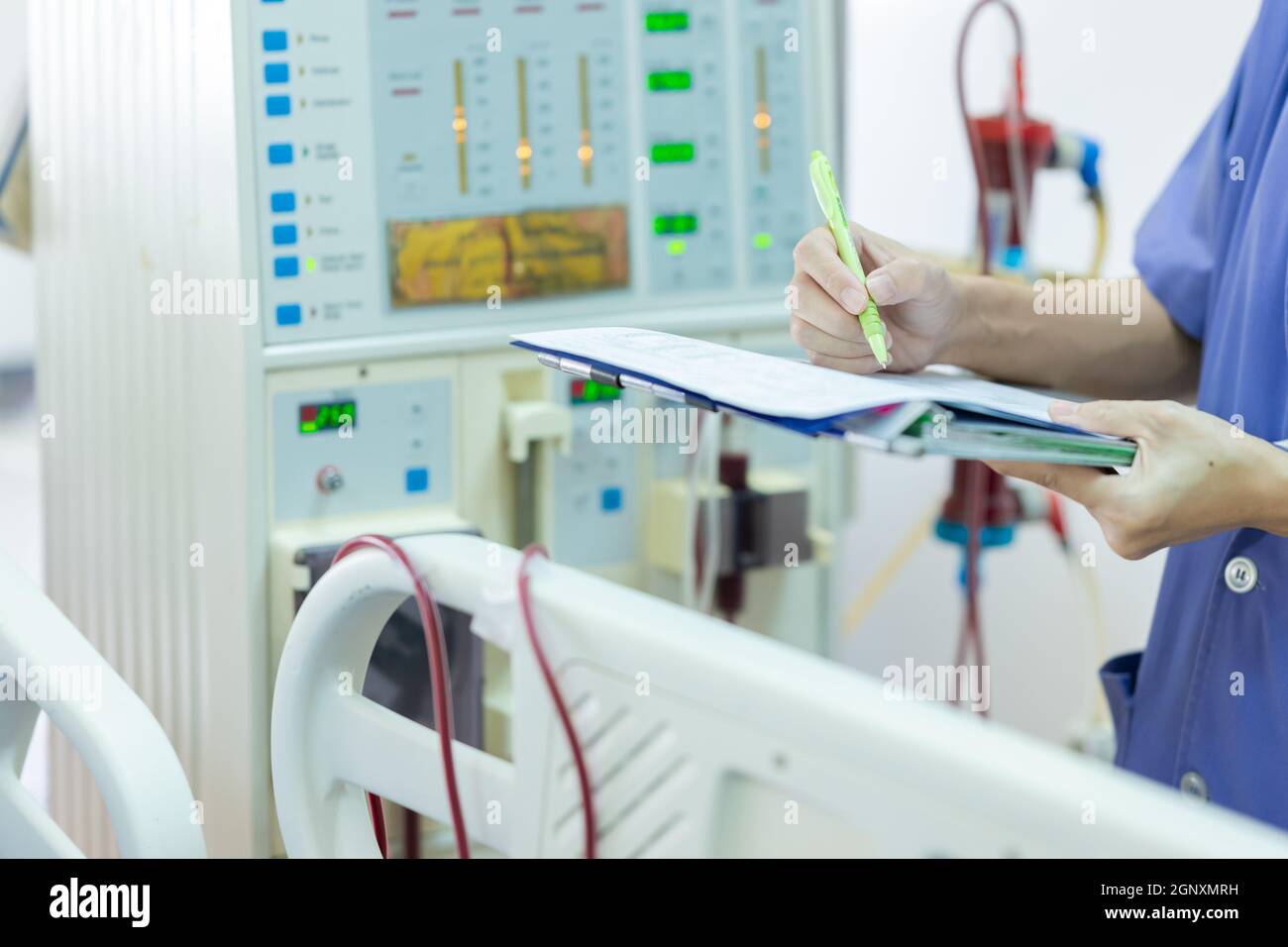 The specialist are checking continuous renal replacement therapy ...