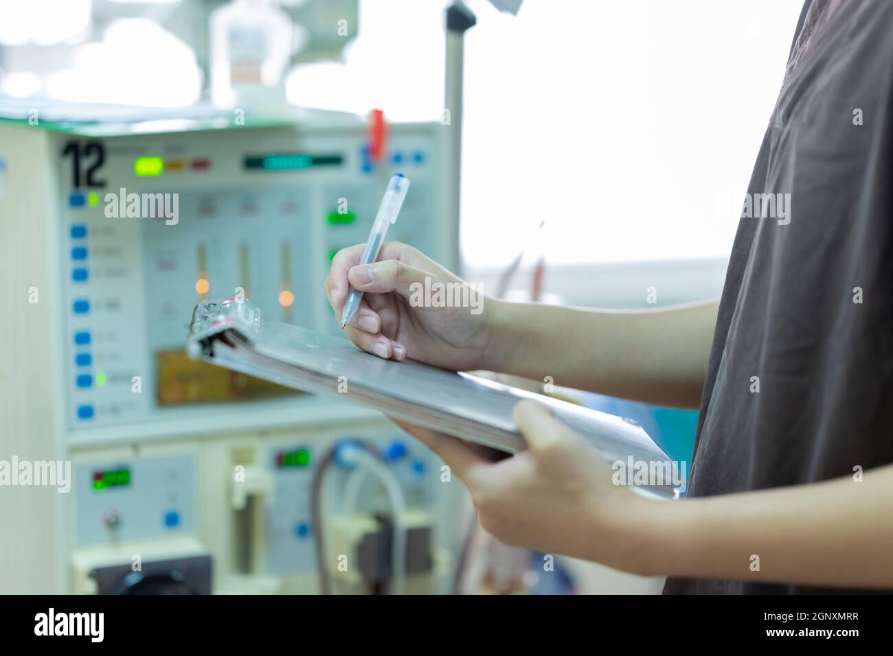 The specialist are checking continuous renal replacement therapy ...