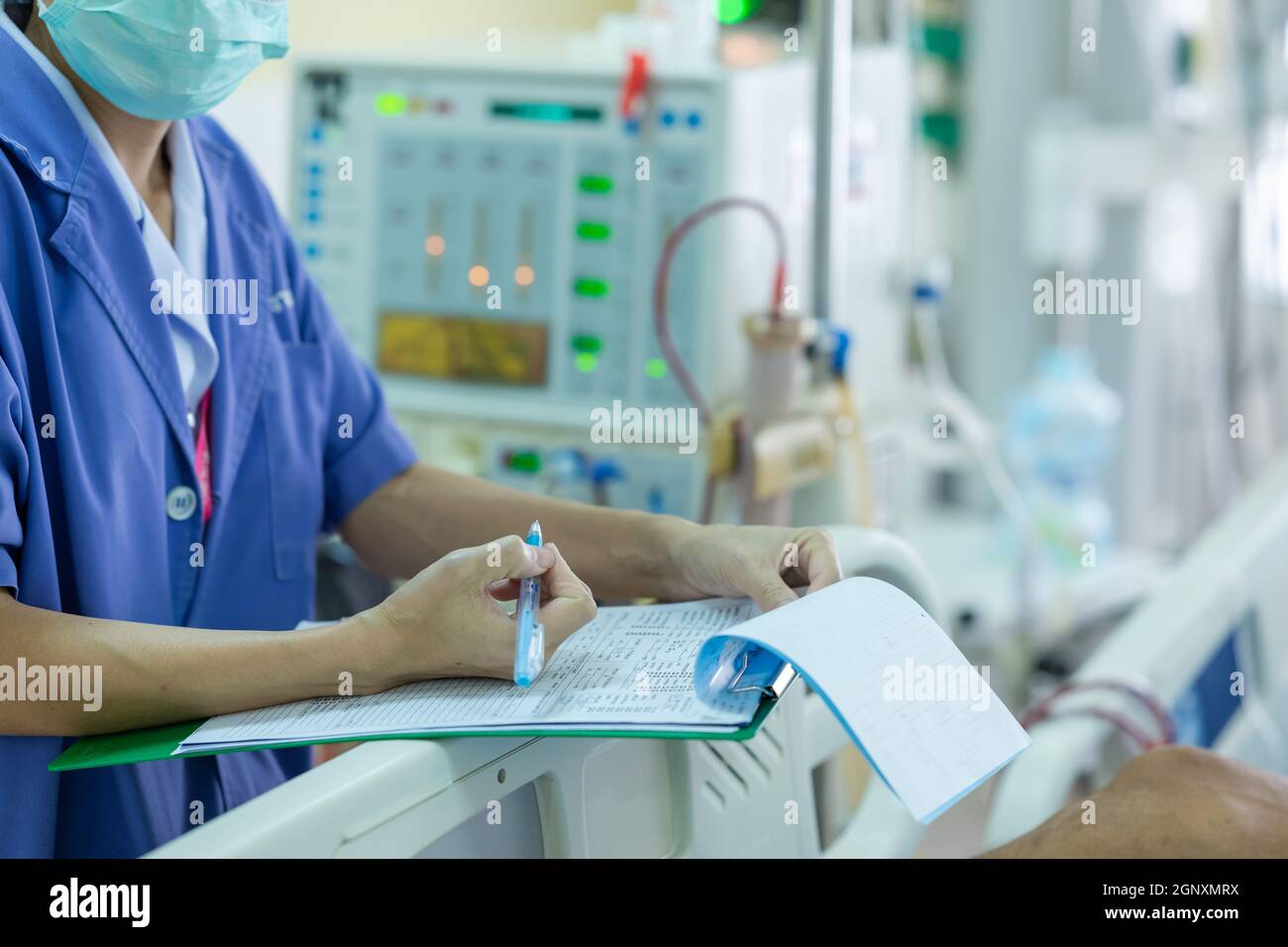 The specialist are checking continuous renal replacement therapy ...