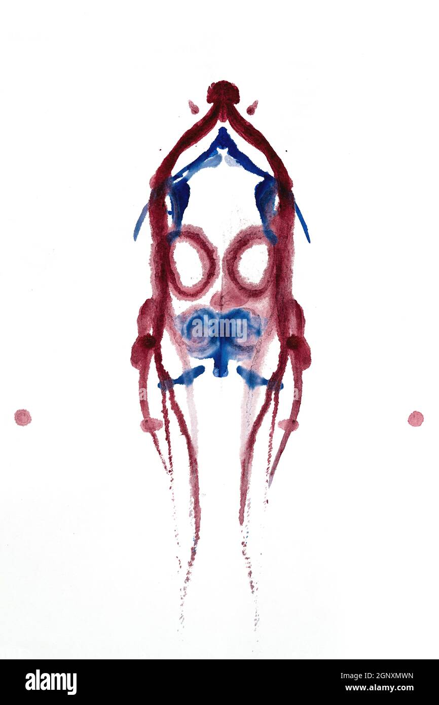 Rorschach inkblot test, symmetric illustration made of watercolor and ...