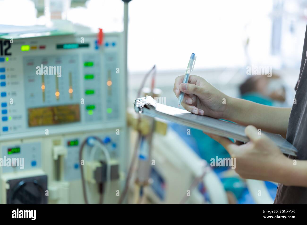 The specialist are checking continuous renal replacement therapy ...