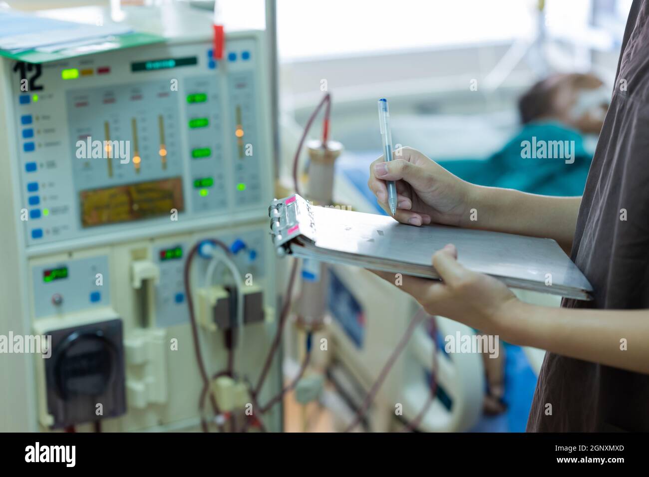 The specialist are checking continuous renal replacement therapy ...