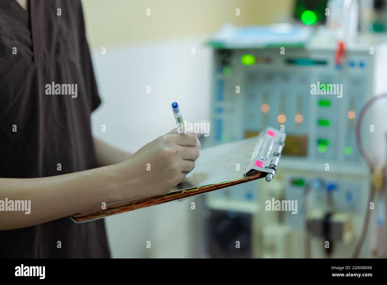 The specialist are checking continuous renal replacement therapy ...