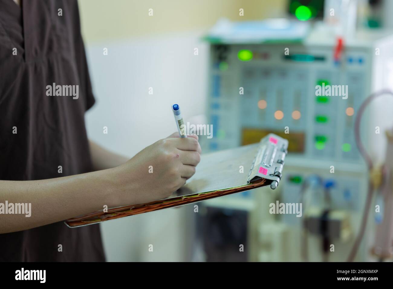 The specialist are checking continuous renal replacement therapy ...