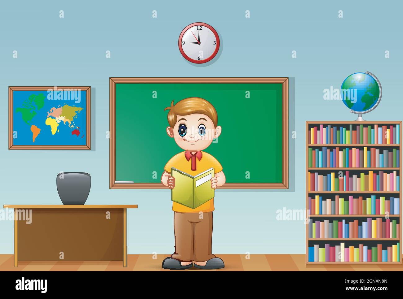 Children in classroom reading map Stock Vector Images - Alamy