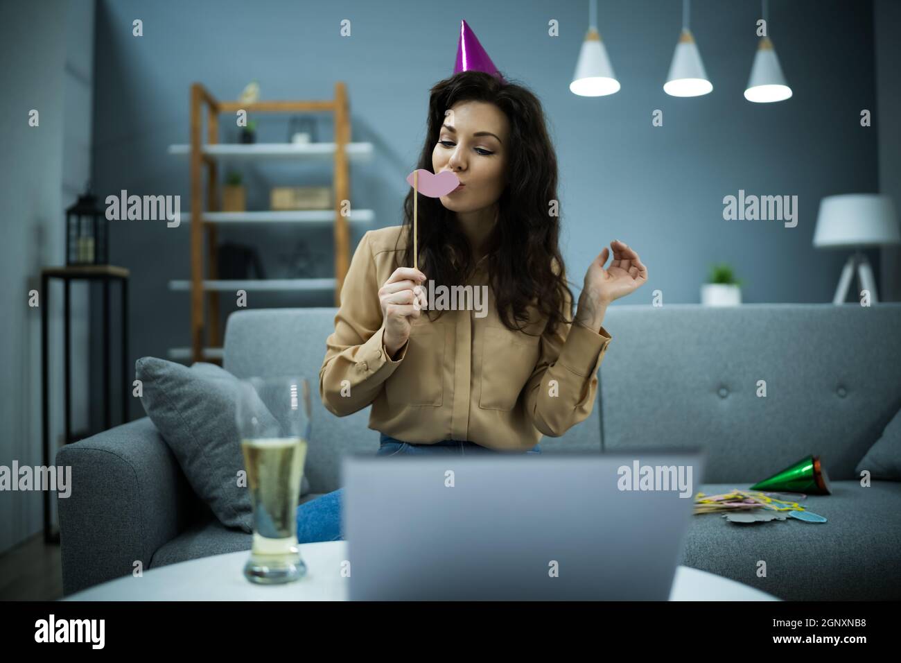 Virtual Birthday Party Event Video Conference At Home Stock Photo - Alamy