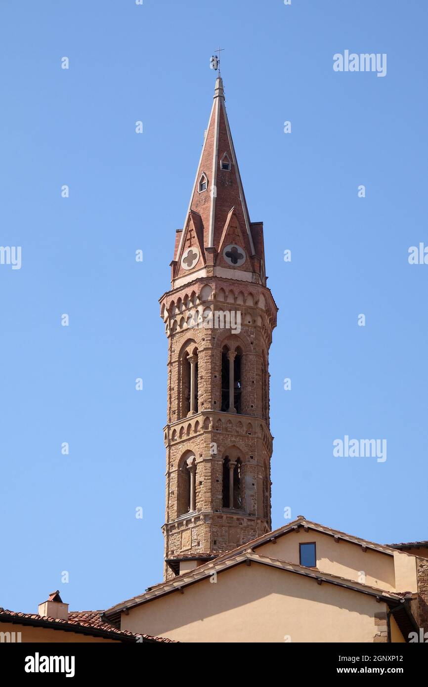 Bell tower of the Badia Fiorentina church view from the Piazza San ...