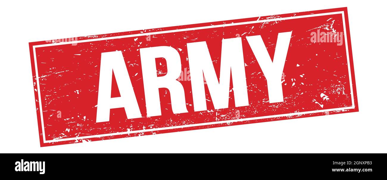 ARMY text on red grungy rectangle stamp sign Stock Photo - Alamy